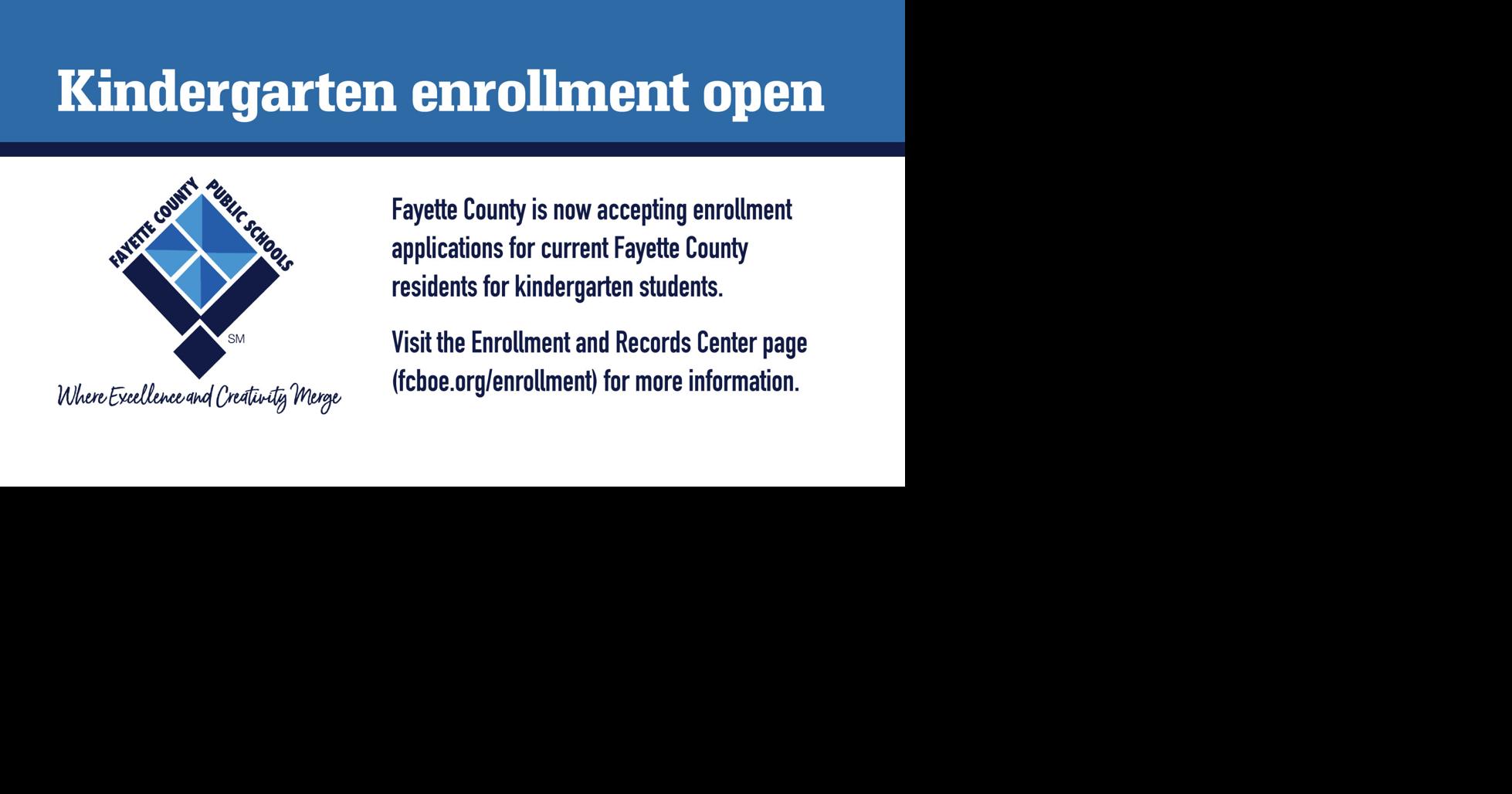 Kindergarten Enrollment Open | School | fayette-news.net