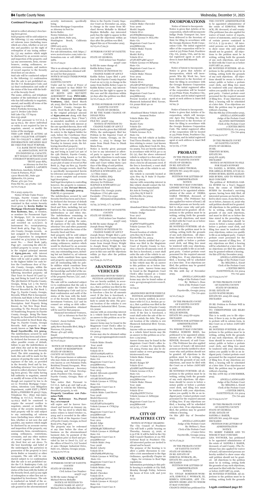 Legal Notices Printed December 31, 2025 | Legal Notices | fayette-news.net
