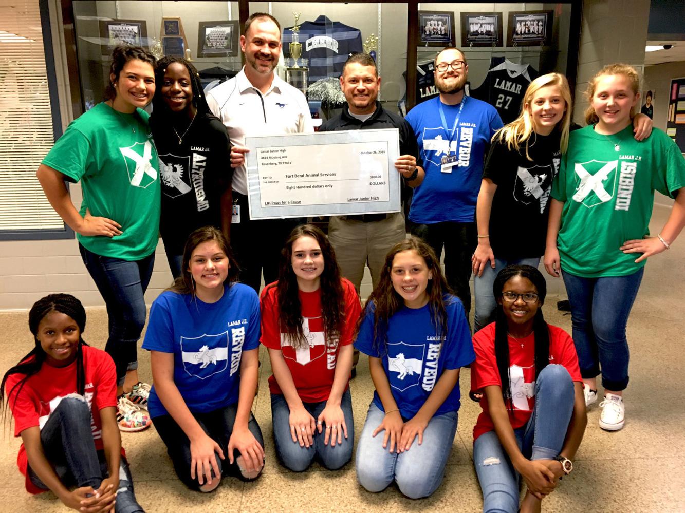 Lamar Junior High donates $800 to Fort Bend Animal Services | Community ...