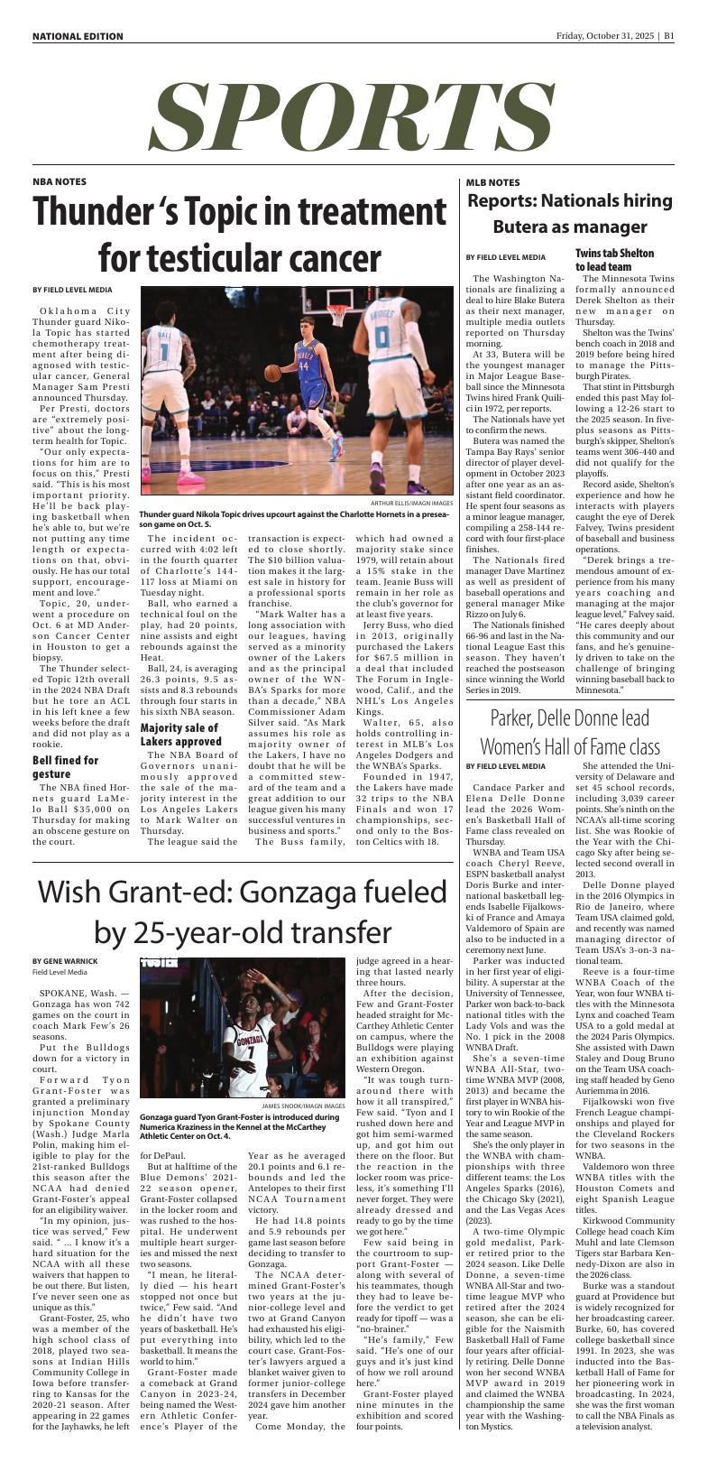 Page B01 | National Edition | fergusfallsjournal.com