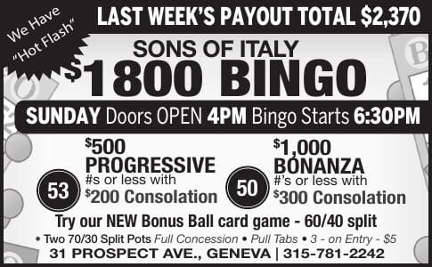 Sons of Italy BINGO | Ads to Go | fltimes.com