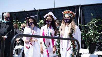 Members of Class of 2021 at Fontana High School celebrate at ...