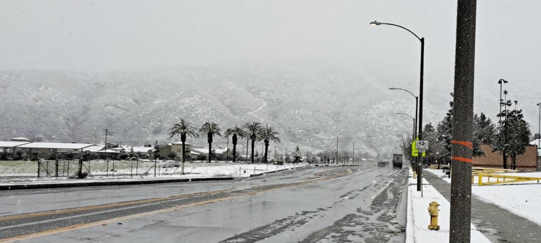 Fontana residents see a very rare sight on Feb. 25 -- snow; see photos ...