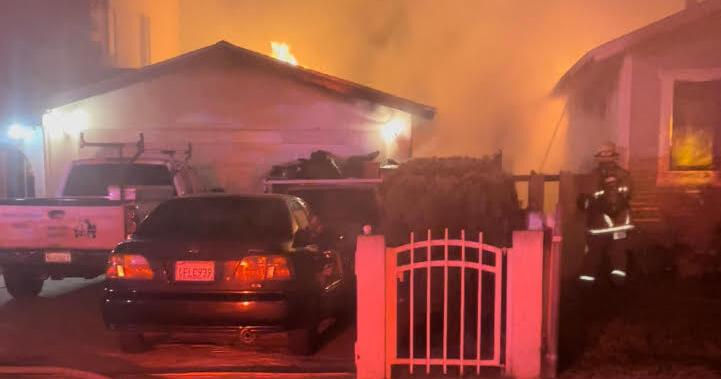 Three people are displaced by fire which damaged two homes in Upland ...
