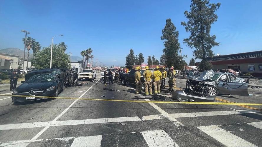 Nine persons are injured in seven-vehicle traffic collision in San ...