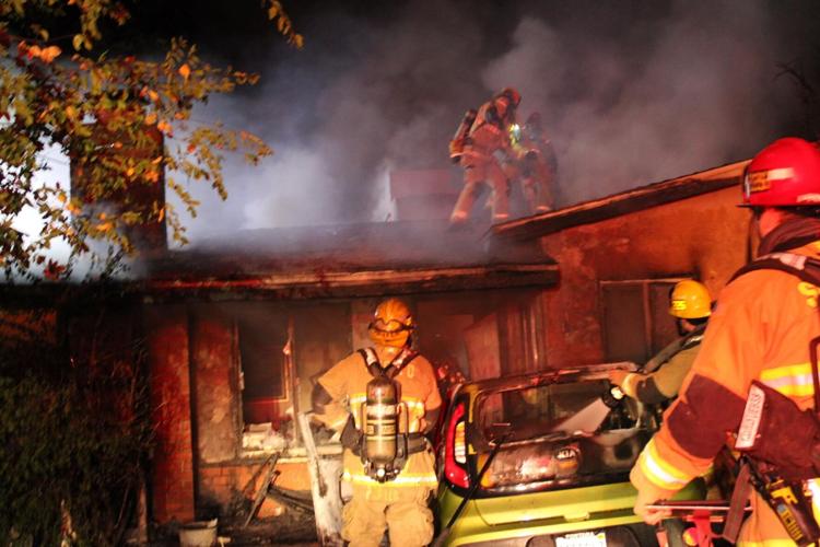 House is destroyed after vehicle crashes into it and causes a fire ...