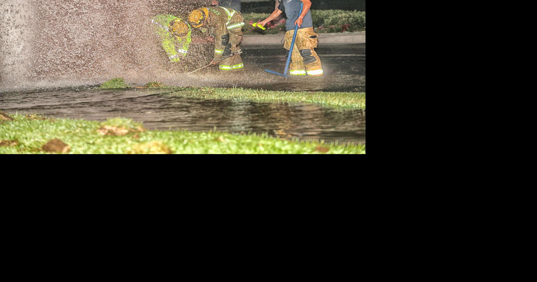 Car hits fire hydrant, sending water high into the air in Fontana ...