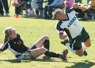 Bobbie Roberts got tripped as she went for the ball. | Sports ...