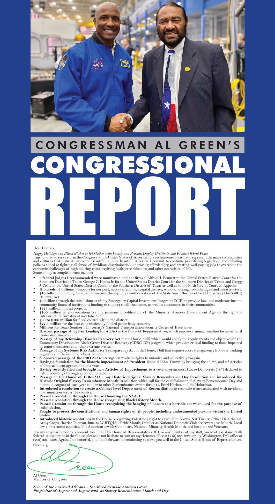 Congressman Al Green's Congressional Report | State & Local News ...