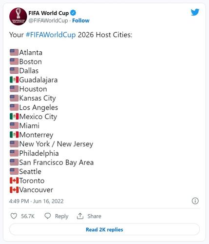 FIFA Unveils Stellar Line-up of FIFA World Cup 2026™ Host Cities ...