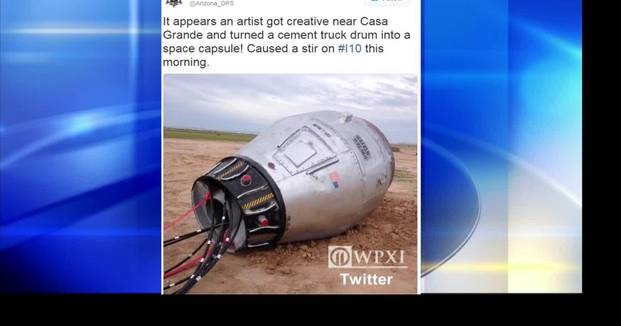 'Crashed space capsule' turns out to be repainted cement mixer ...