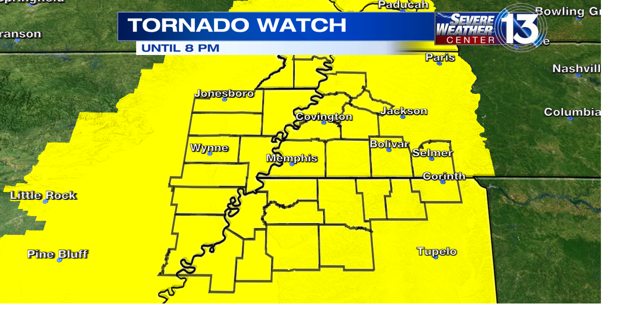 WATCH: Storms approach Mid-South with entire area under Tornado Watch ...