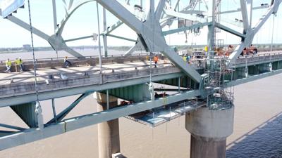 First plate installed as crews work day and night on I-40 Bridge repair ...