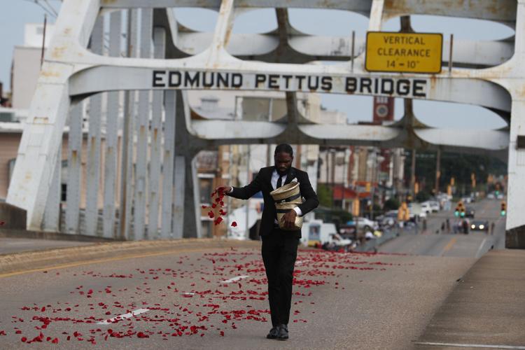 Photos: Honoring John Lewis at Selma's Edmund Pettus Bridge ...