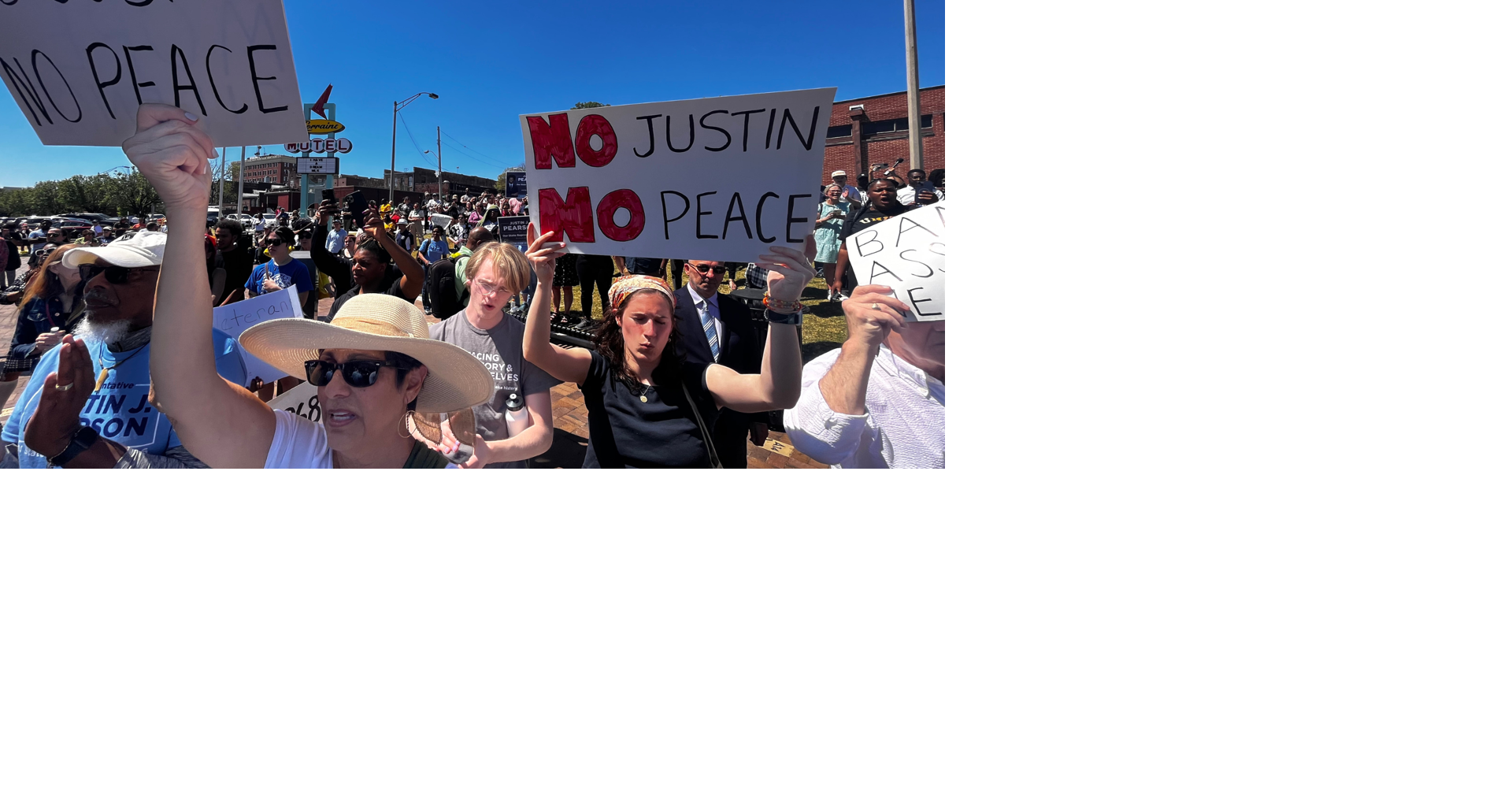 PHOTOS: Protest ahead of Justin J. Pearson reappointment ...