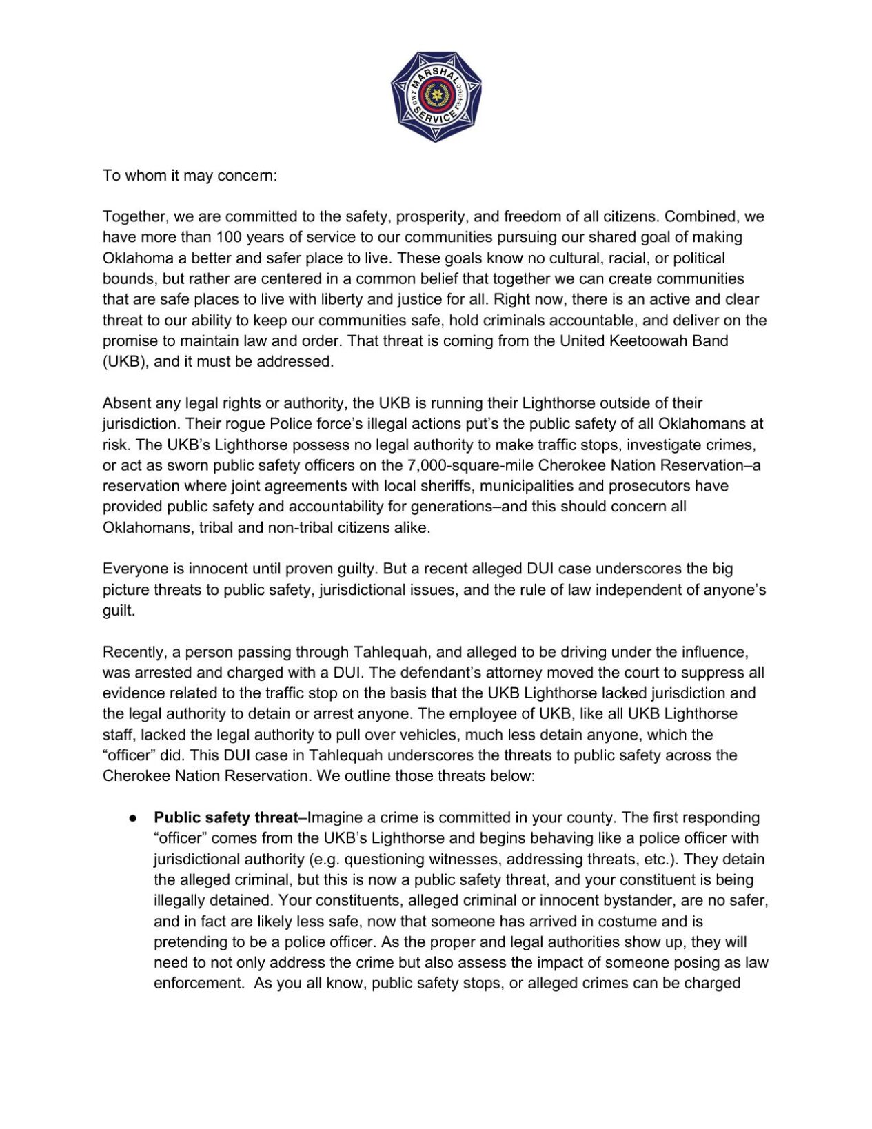 Cherokee Nation and law enforcement officials call for UKB to end ...
