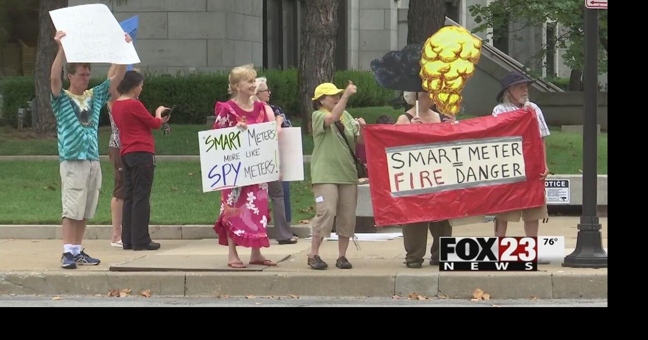 Protestors gather in downtown Tulsa to oppose PSO smart meters | News ...