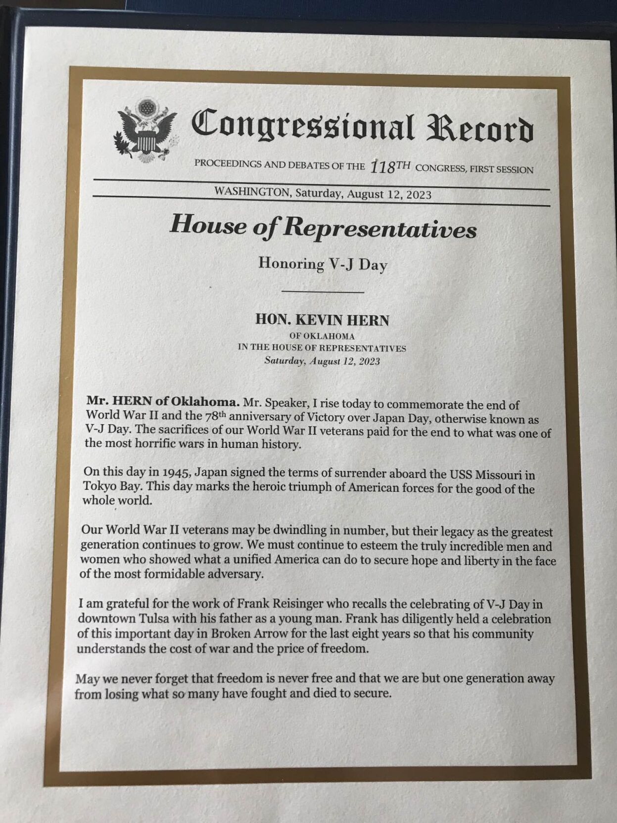 Green Country veteran marks 8th and final VJ Day celebration | Local ...