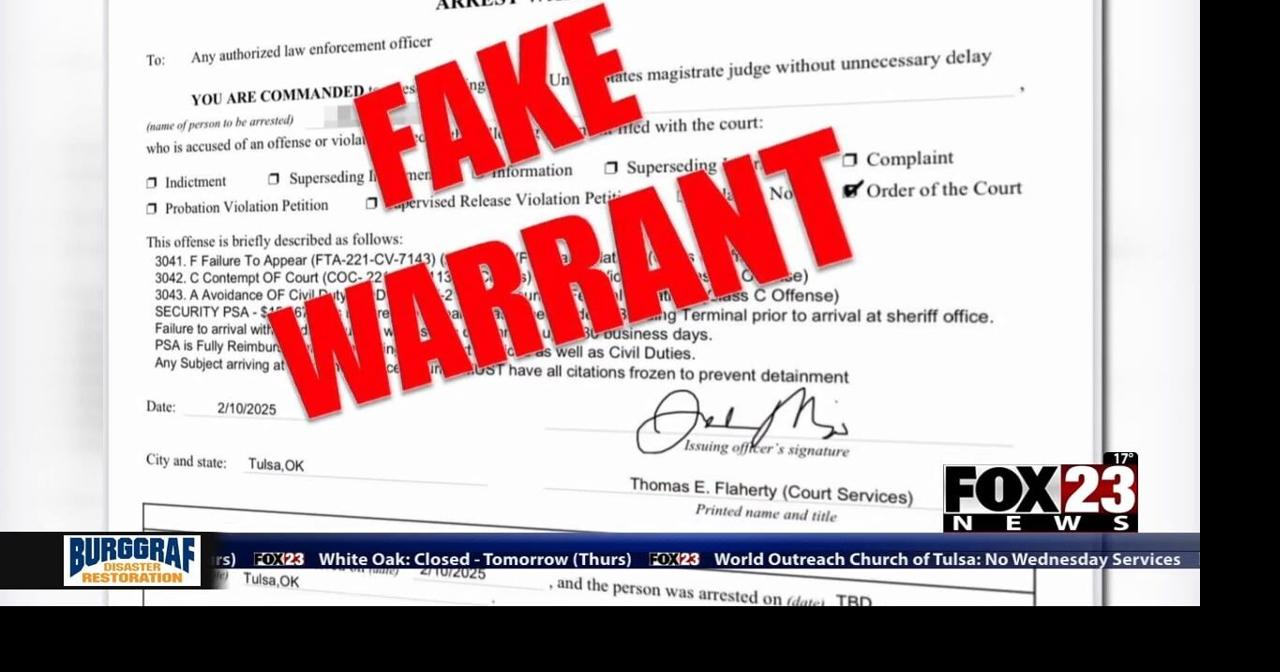 Tulsa County Sheriff warns against fake arrest warrant scam | News ...