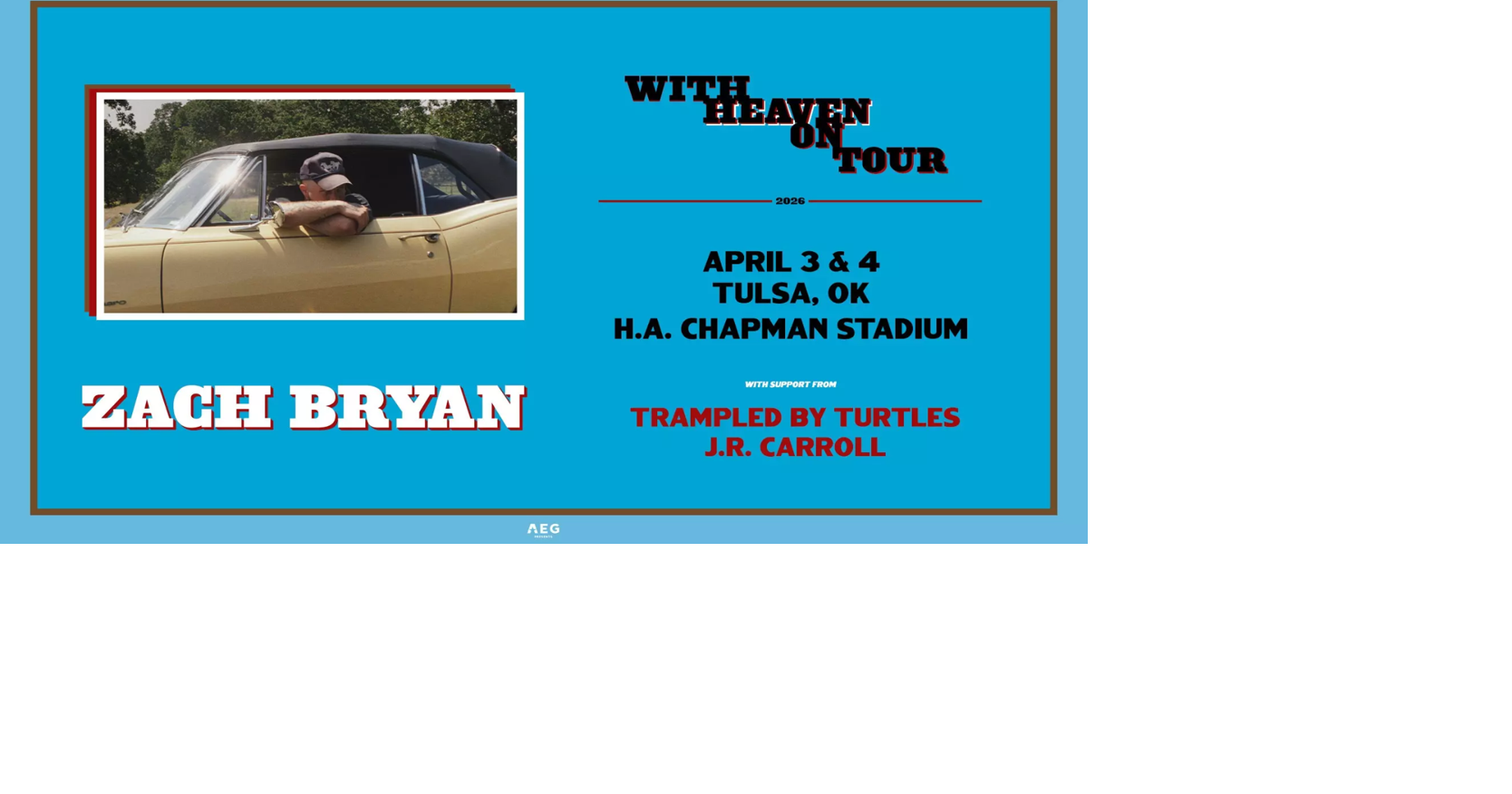 Zach Bryan to perform two shows at H.A. Chapman Stadium | News | fox23.com