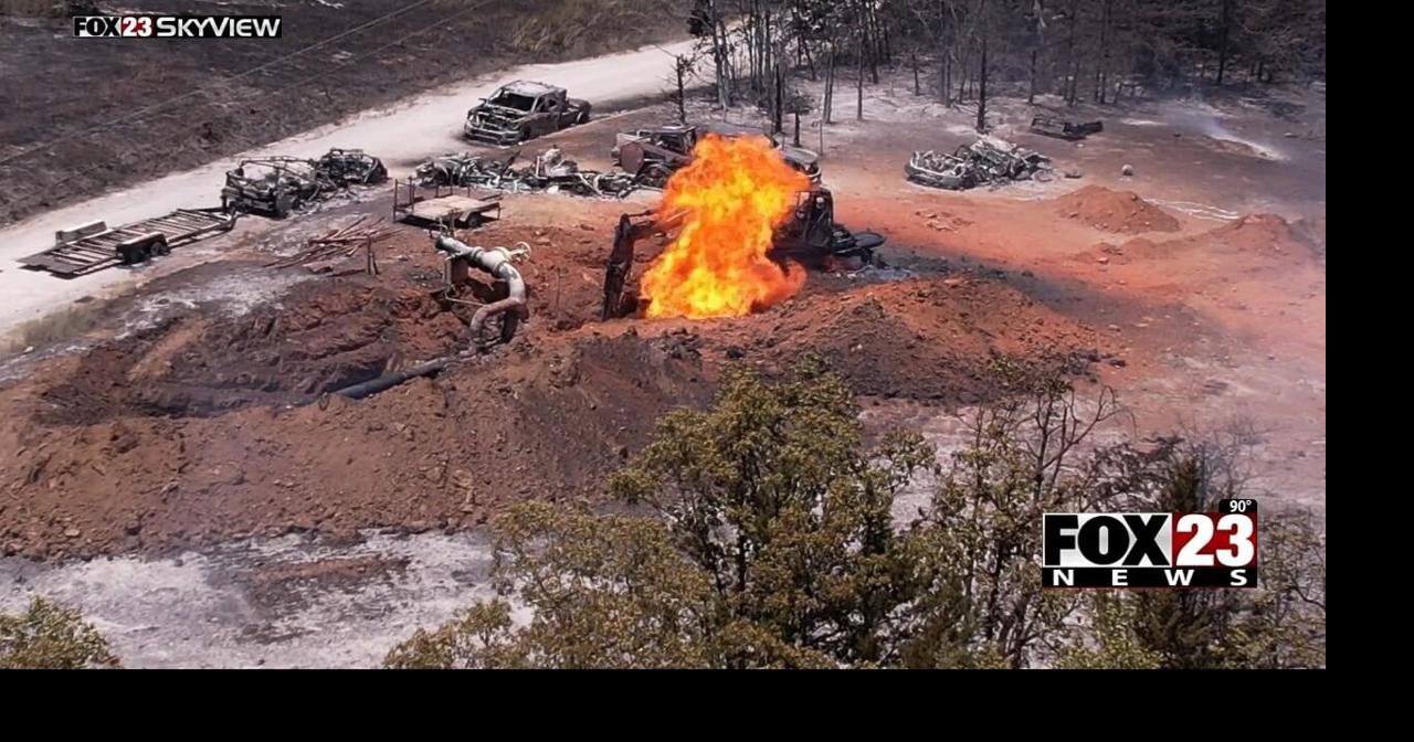 Authorities respond to pipeline fire in Terlton Saturday | News | fox23.com