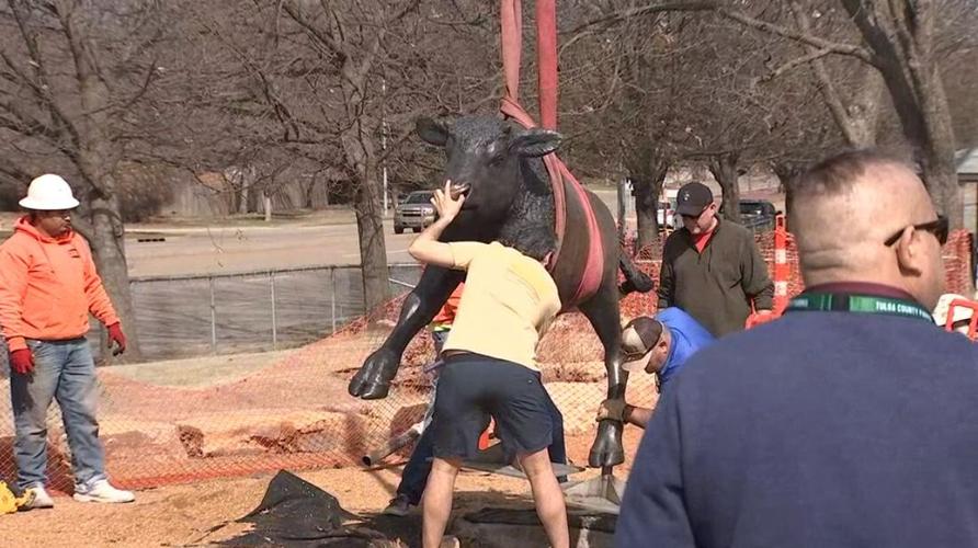Photos: Bison monument installation begins in south Tulsa | | fox23.com
