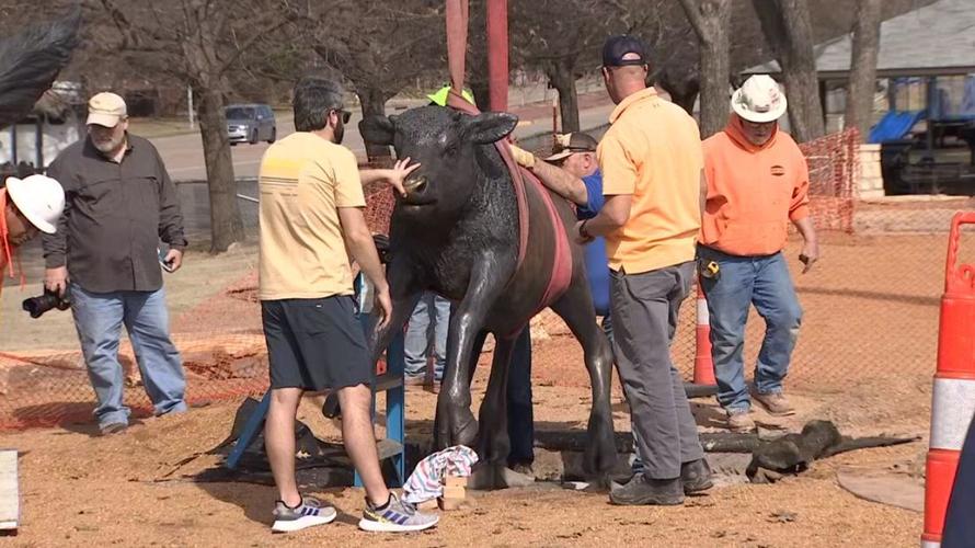 Photos: Bison monument installation begins in south Tulsa | | fox23.com