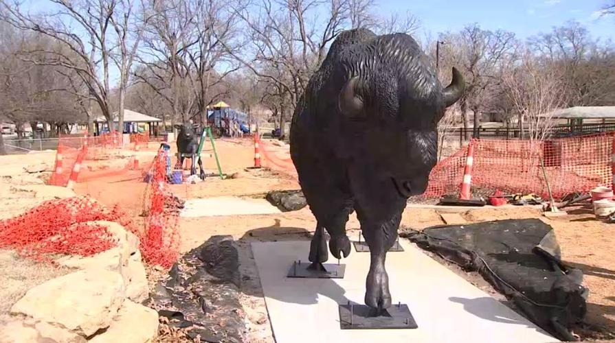 Photos: Bison monument installation begins in south Tulsa | | fox23.com