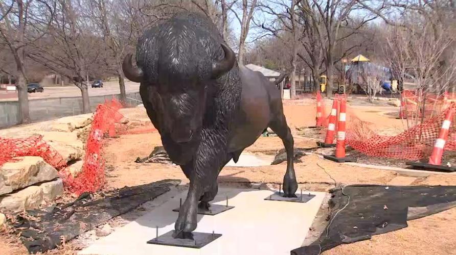 Photos: Bison monument installation begins in south Tulsa | | fox23.com