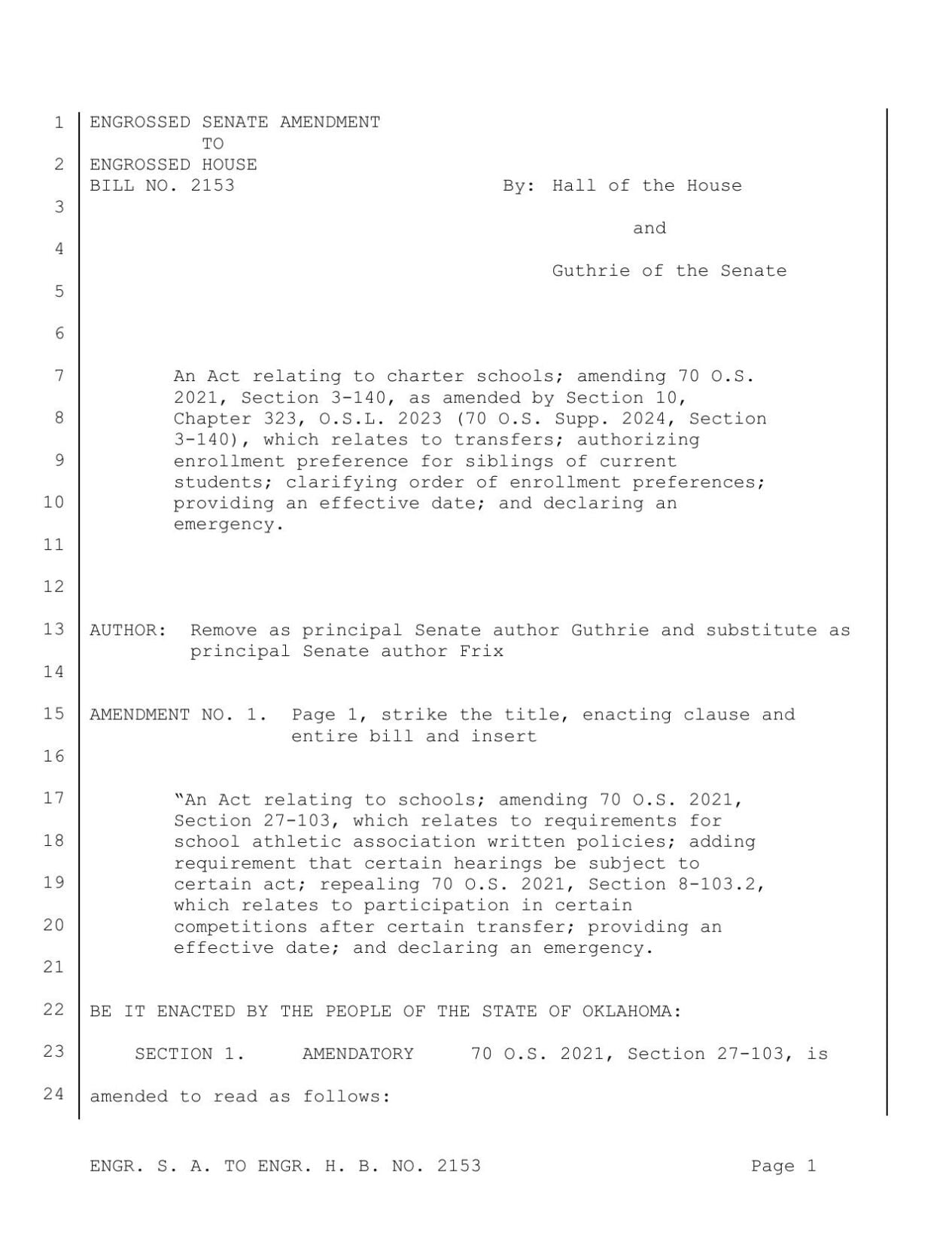Senate passes bill to increase OSSAA transparency and shift control of ...