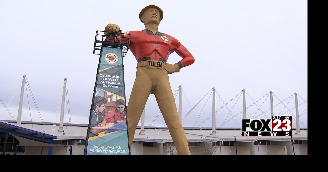 City Year Tulsa gives the Golden Driller statue a new look | News ...