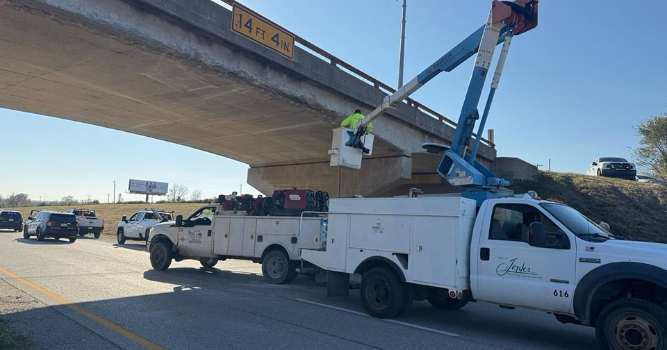 US-75 back open in Jenks after oversized semi hit bridge | News | fox23.com