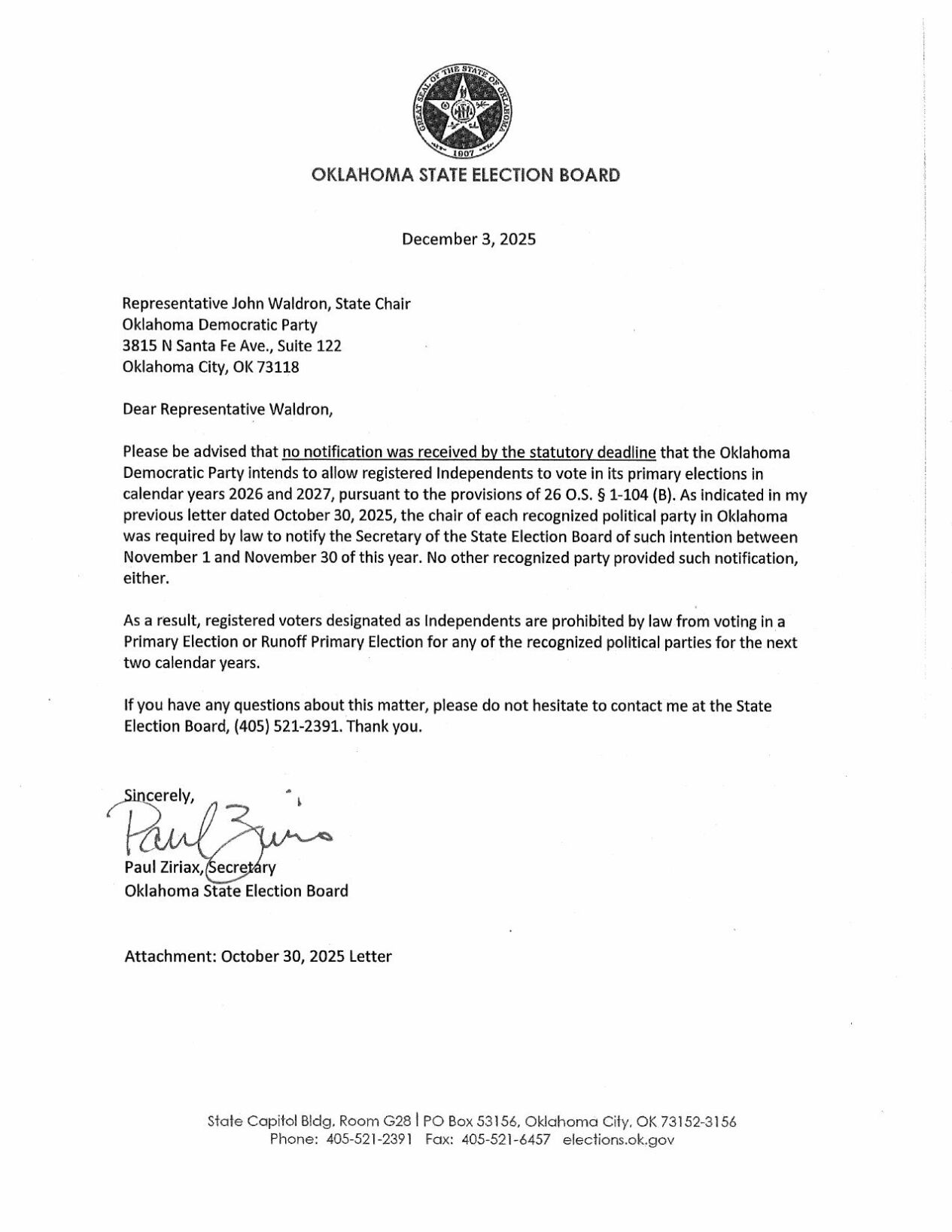 Oklahoma independents shut out of 2026-27 primaries after Election ...