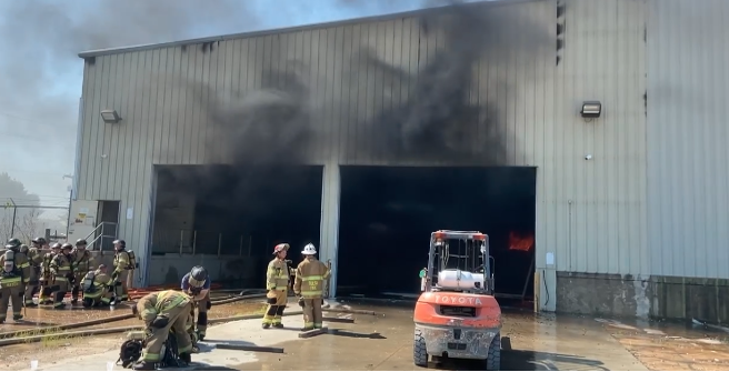 Industrial building fire in north Tulsa ignited by welding spark ...