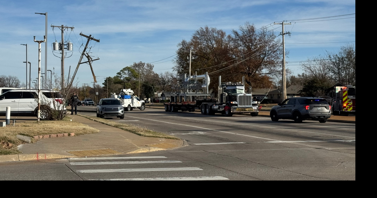 Semi hauling oversized load hits power lines, car in Tulsa | News ...