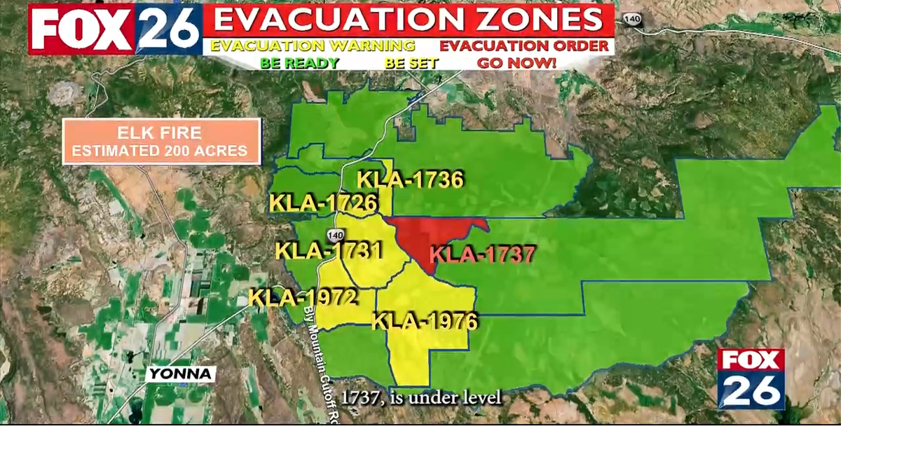 Evacuation Zones for Elk Fire | Local | fox26medford.com