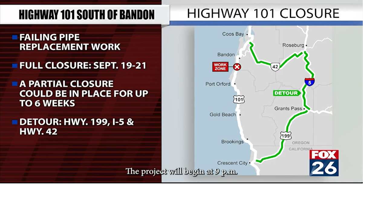 Highway 101 Closure | Local | fox26medford.com