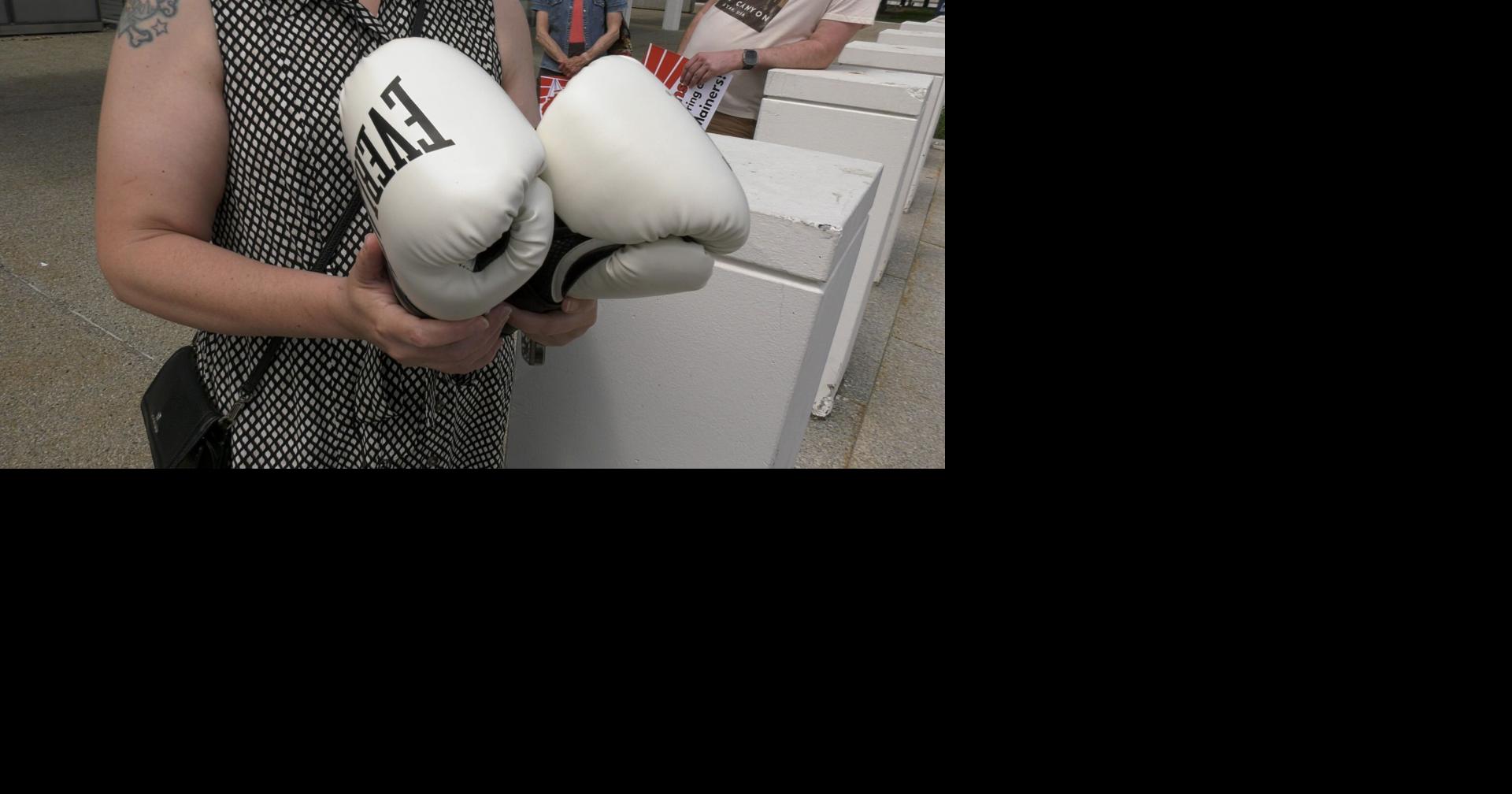 Boxing gloves given to Susan Collins at protest | News | foxbangor.com