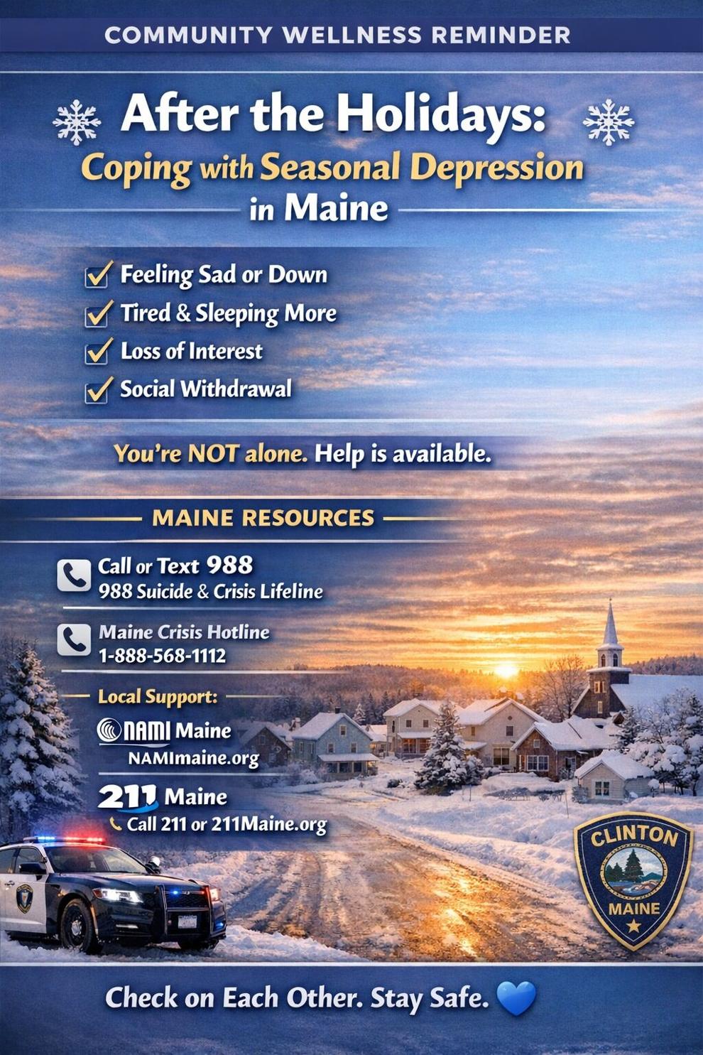 Clinton Police Department shares resources for seasonal depression ...