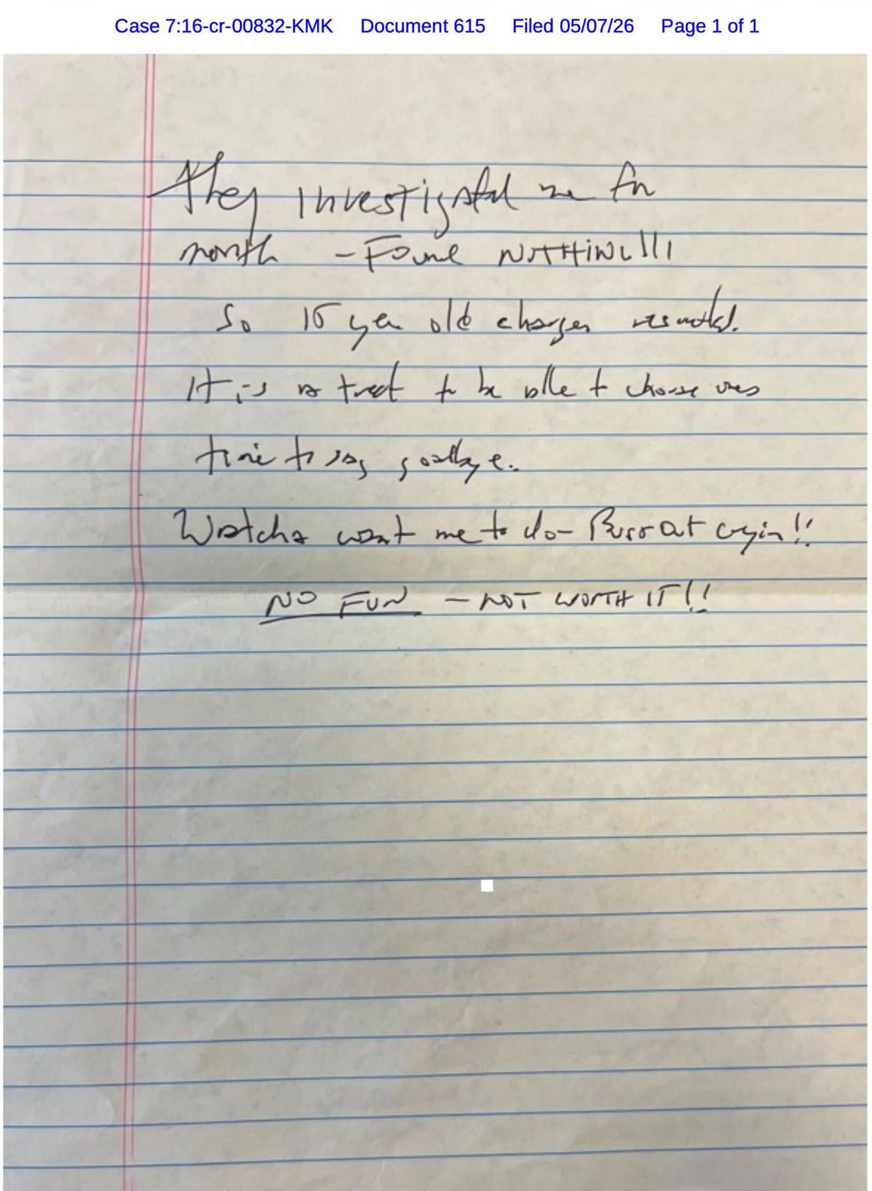 Epstein cellmate says he found a suicide note. Justice Department says ...