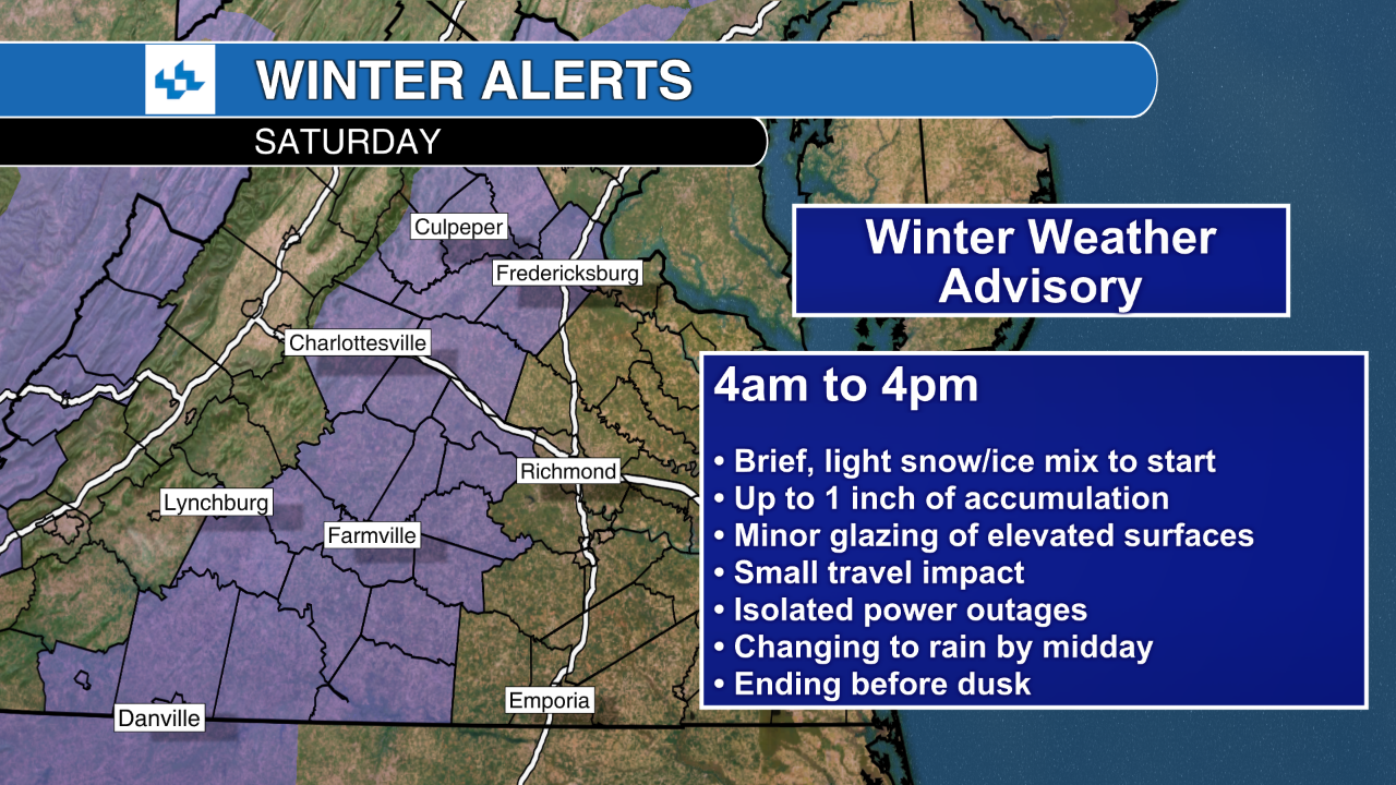 Saturday storm update for Virginia: Snow, ice, and cold rain