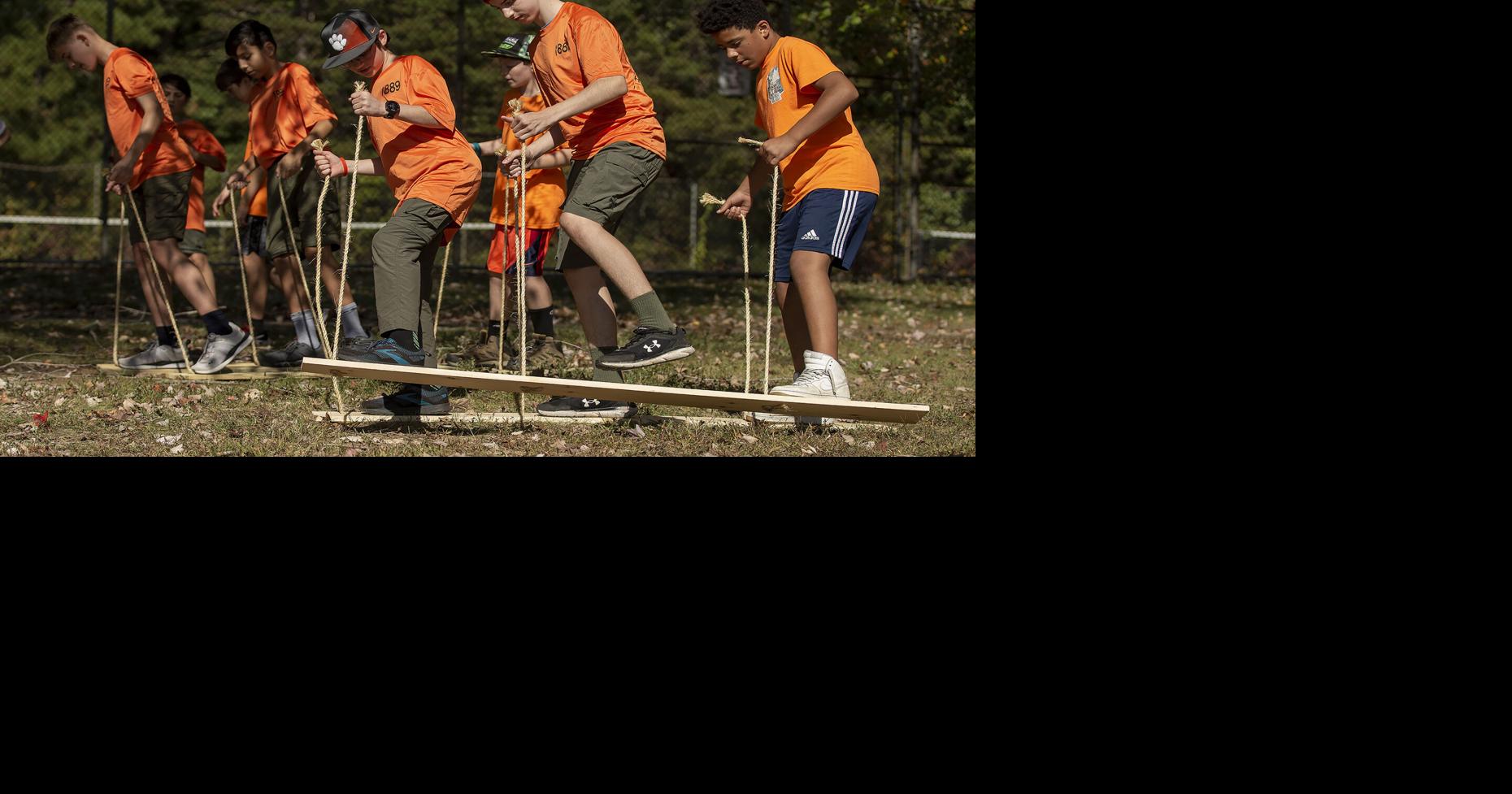 Aquia Scouts grapple with Ninja obstacle course at weekend camporee