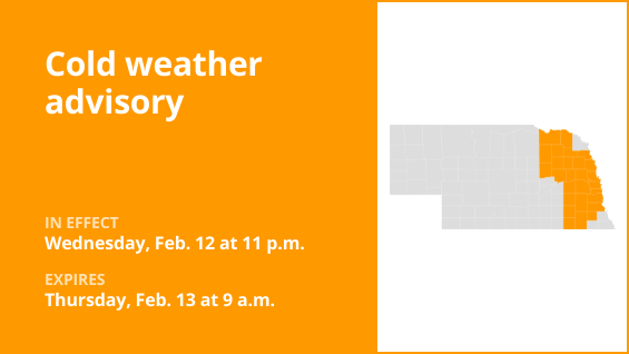 Update: Nebraska under a cold weather advisory until Thursday morning