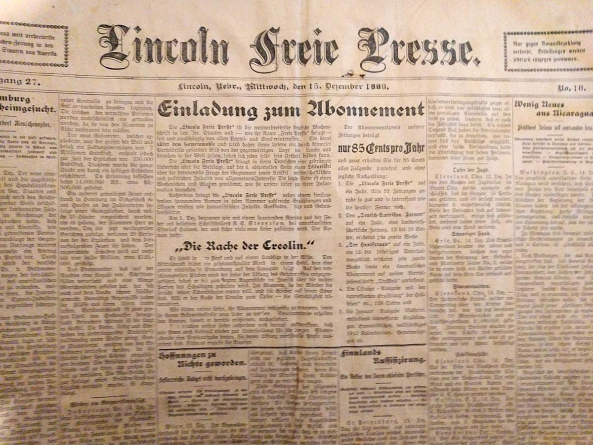 Old news — German-language paper returning to Lincoln after 110 years ...