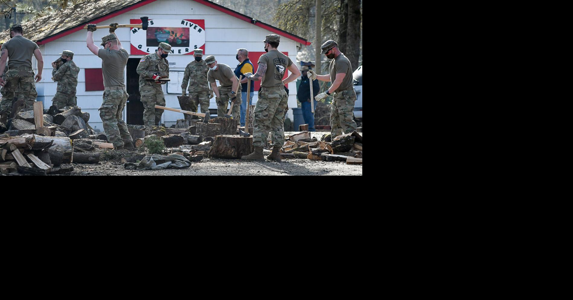 ROTC cadets, others chop the wood for Cookie