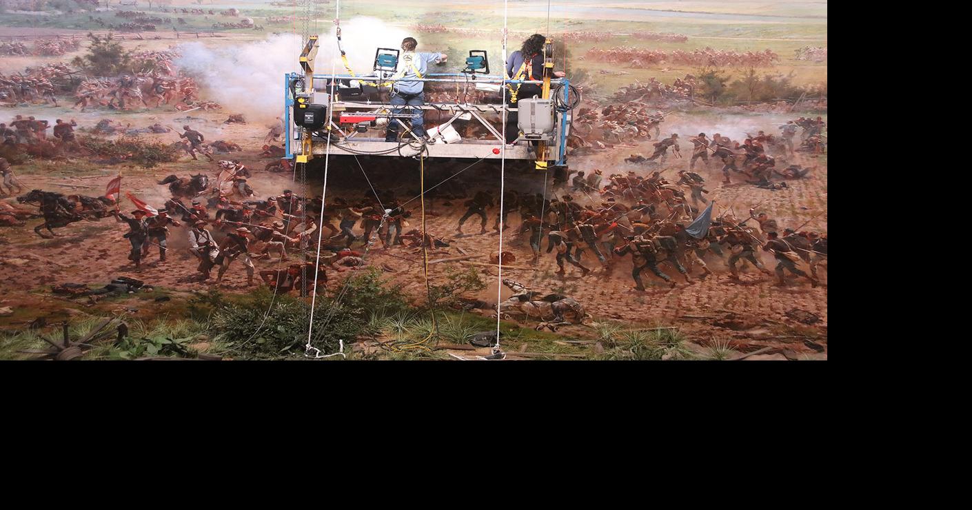 Workers clean the cyclorama painting | Local News | gettysburgtimes.com