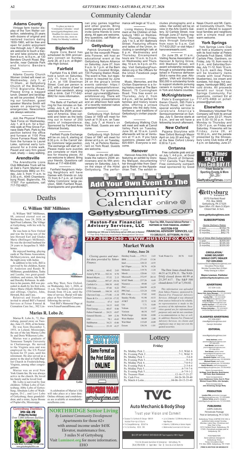 Page A2 | Gettysburg Times | gettysburgtimes.com
