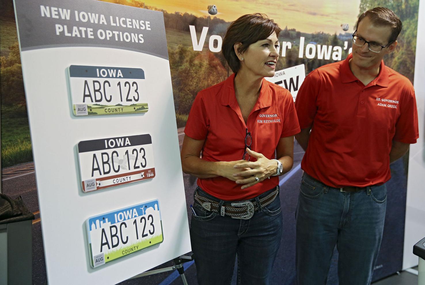 Iowa unveils potential license plate designs