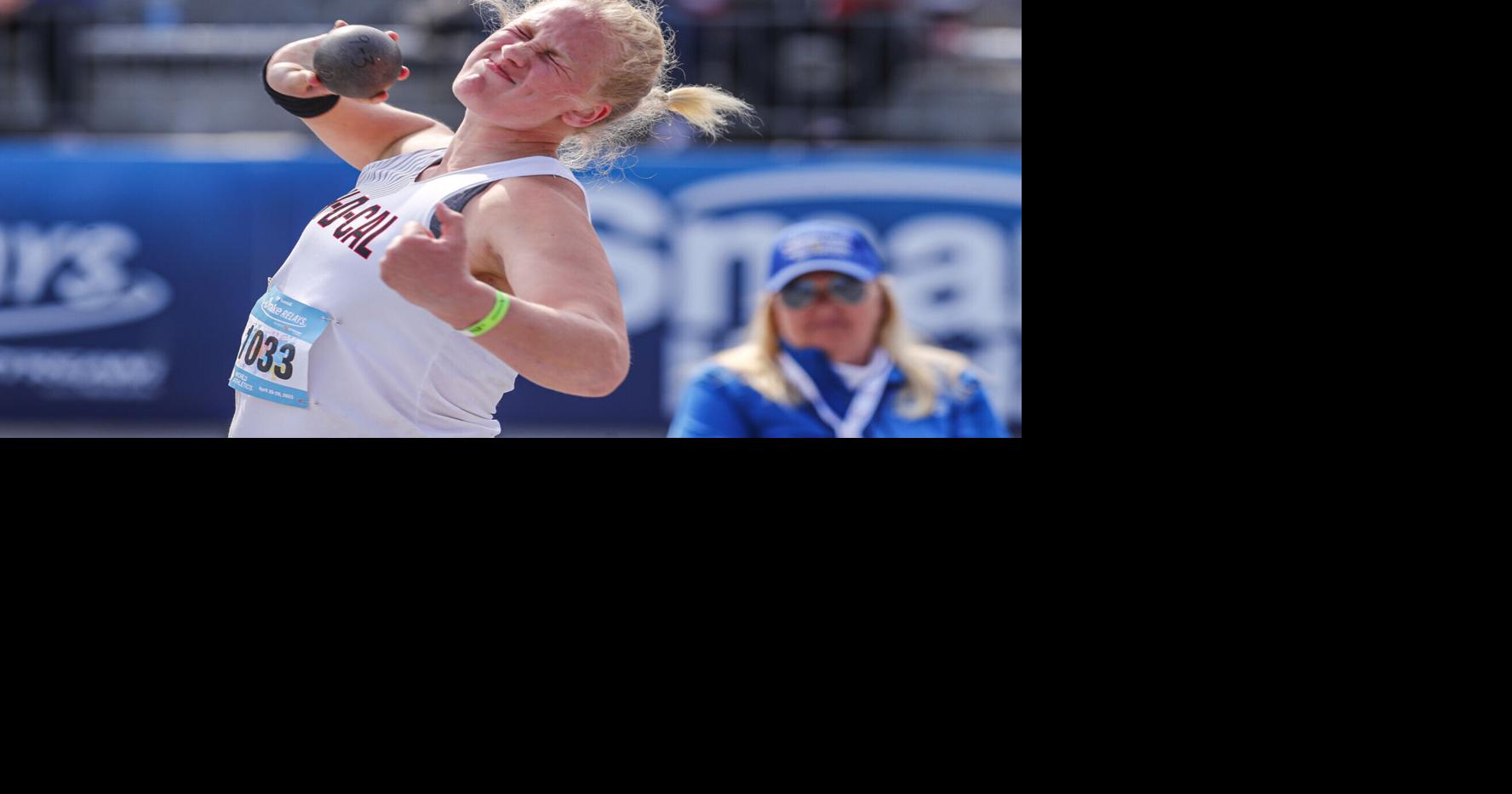 Hampton-Dumont-CAL thrower Charlee Morton sweeps girls' shot put, discus at 2023 Drake Relays
