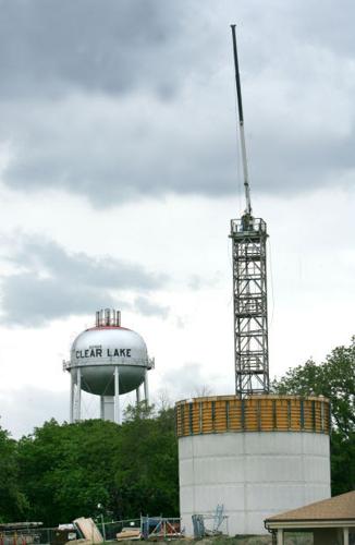 Water tower construction at Clear Lake